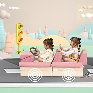 Annualring Kids Couch, 9 PCS Play Couch Sofa for Kids Imaginative Furniture Play Set for Creative Kids,Toddler to Teen Bedroom Furniture, Couch Sofa Foam Play Couch Indoor Outdoor