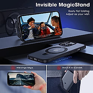 CASEKOO Designed for iPhone 12 Pro Max Case with Magnetic Invisible Stand [Military Drop Protection] [Compatible with MagSafe] Shockproof Slim Translucent Matte Cases 6.7 Inch 2020, Black