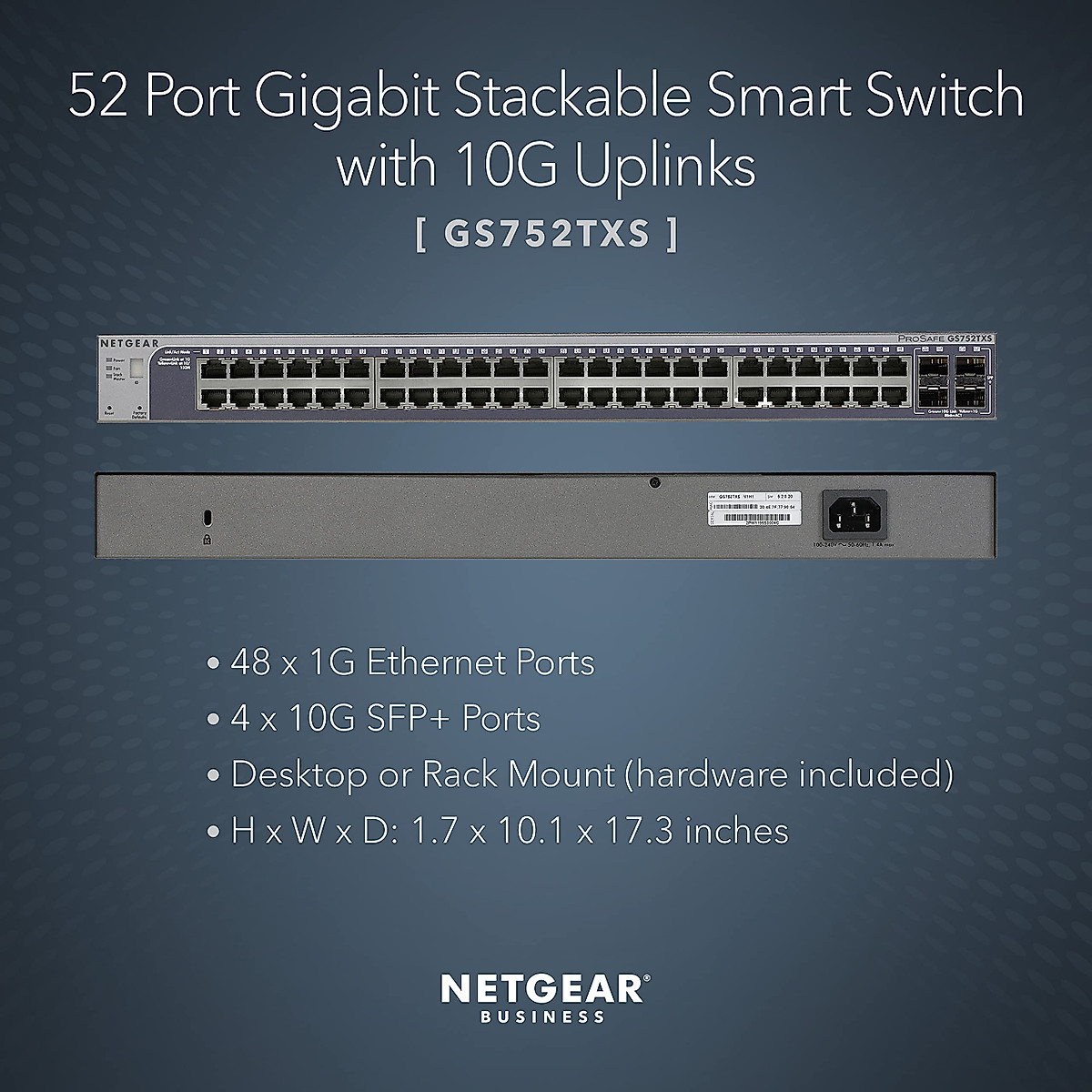 NetgGear ProSafe GS752TXS Ethernet Switch GS752TXS-100NAS