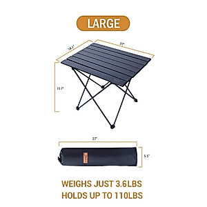 Nice C Camping Table, Camp Table, Folding Table, Beach Table, Roll up Foldable Collapsible, Aluminum Ultralight Compact with Carry Bag for Outdoor, Picnic, Cooking, Festival, Indoor, Office