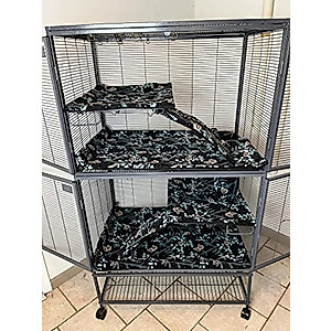 7-piece Cage Liner Set Midwest Double Critter/Ferret Nation “Winter Pinecones Black" for Rats, Sugar Gliders, Ferrets, Chinchillas