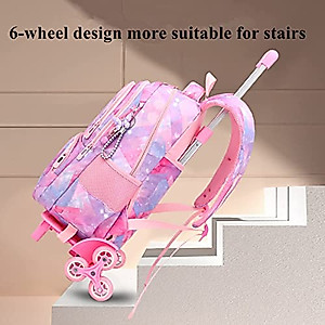 Diamond,Geometric 3Pcs Kids Rolling Backpack Set Wheeled Elementary School Bag Trolley Bookbag for Boys