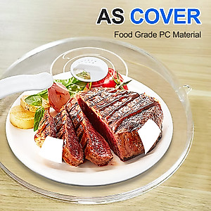 2 in 1, JesDiary Clear Microwave Cover & Multi-Purpose Mat- Mat as Bowl Holders, Cover for Plate Food Splatter Guard, Microwave Cooking Lid & Silicone Versatile Trivet, Dishwasher Safe,10.5inch, Grey