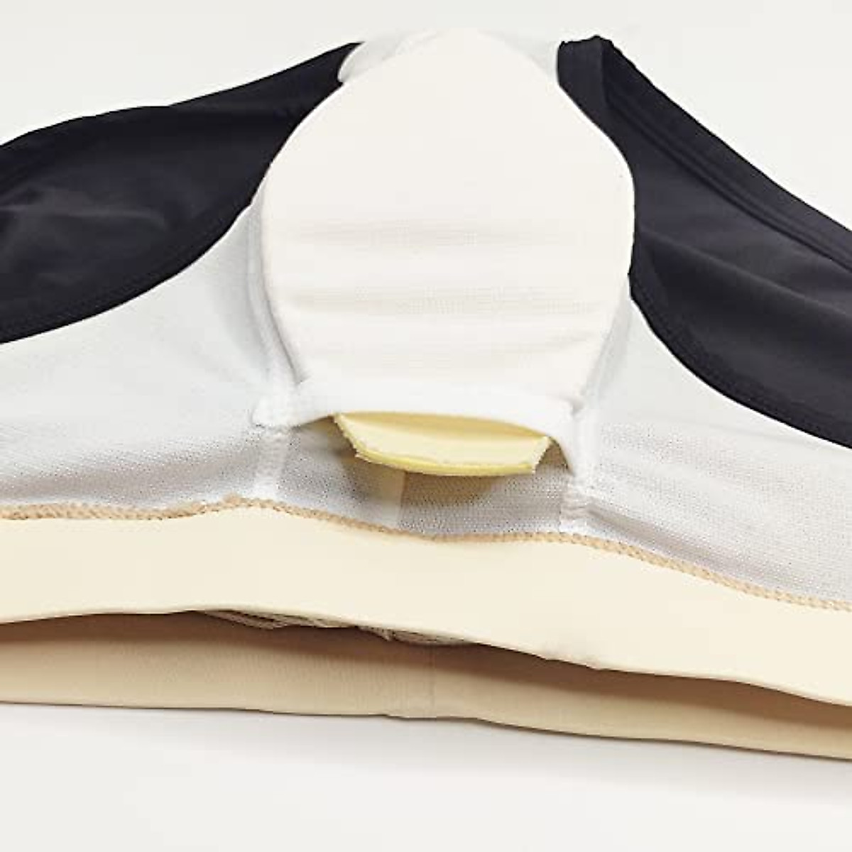 Men Push-Up Pad Swimming Briefs Padded Stripes Sexy Swimwear Sunbath Surf Beach Shorts (Khaki, Tag L (US M))