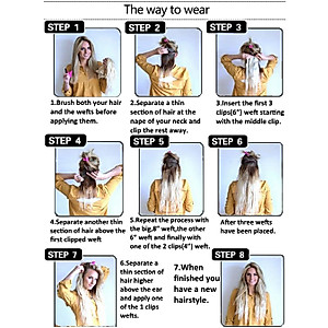 Lelinta 7Pcs 16 Clips 24 Inch Wavy Curly Full Head Clip in on Double Weft Hair Extensions, Dark Black, 24 Inch