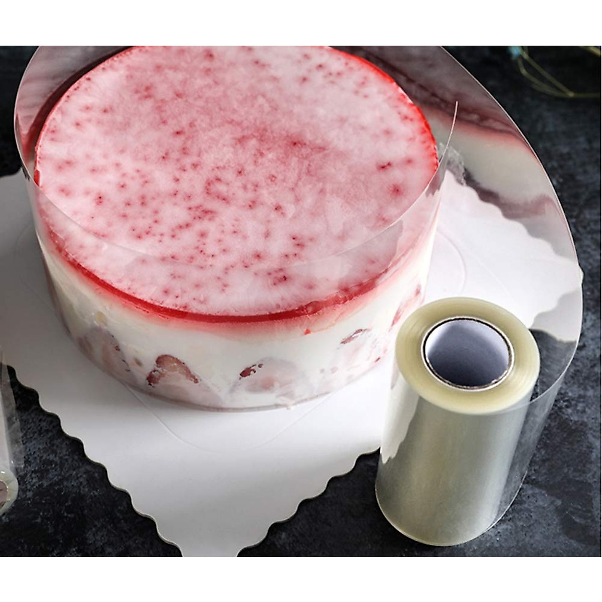 Cake Collar, 2Pack Transparent Mousse Cake Rolls, ACETATE ROLLS,3.15in×3.94in（JYNHOOR） Transparent Mousse Cake Acetate Sheets for Chocolate Mousse Baking,Cake Decorating