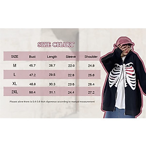 Women Y2k Jacket Long Sleeve Graphic Skeleton Zip Up Hoodie Sweatshirt Streetwear White XL