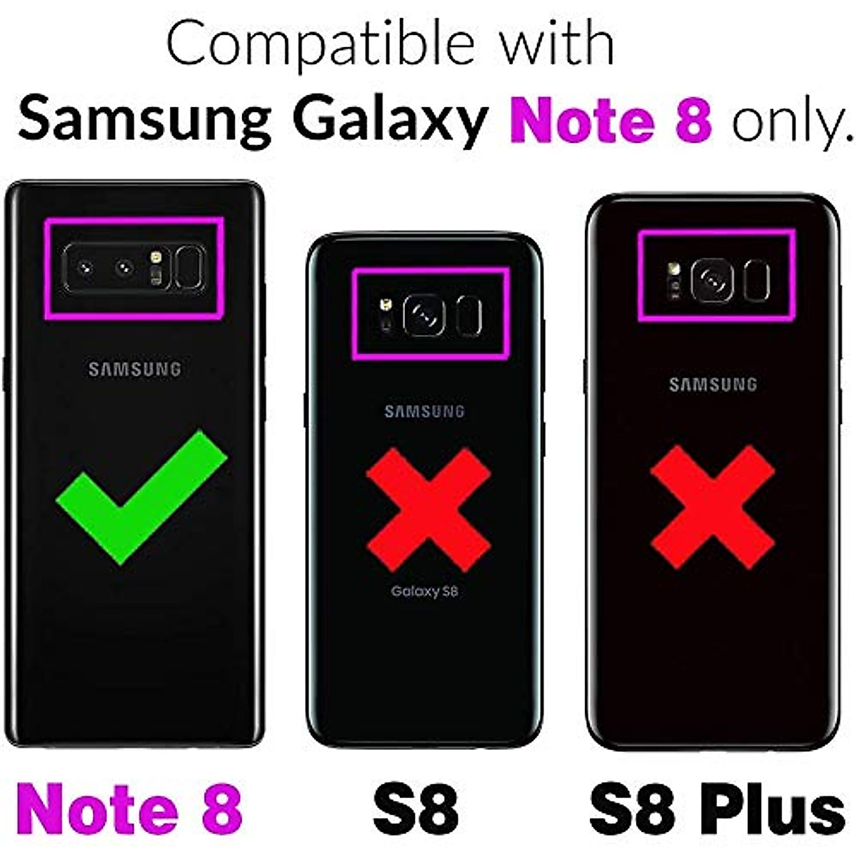 ZVE Samsung Galaxy Note 8 Wallet Case, Galaxy Note 8 Case with Credit Card Holder Crossbody Chain Wristlet Zipper Purse Handbag Protective Shockproof Case Cover for Samsung Galaxy Note 8 6.3"- Black