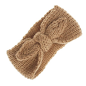 OVOY Turban Headband Baby Girl - Warm Rabbit Knot Hair Band Wrap Newborn Toddler Children 2Pcs (Brown+Beige, One Size)