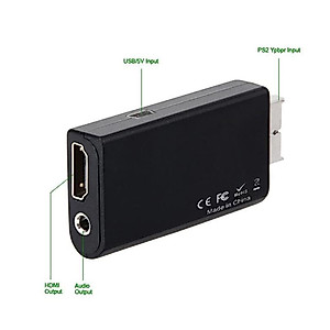 Finera PS2 to HDMI Converter Adapter, Video Converter PS2 to HDMI with 3.5mm Audio Output for HDTV HDMI Monitor Supports All PS2 Display Modes