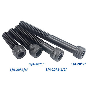 DGOL 40 pcs 1/4-20 x 3/4 inch Black Socket Head Screws Bolt, Grade 12.9 Super Hard Carbon Steel Material, Fully Thread, Allen Socket Drive