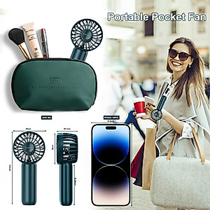 VEMONT Handheld Fan, Mini Portable Hand Fan with 2500mAh Rechargeable Battery,Personal Pocket Hand Held Fan with 3 Speeds(3-10H Working Time),Super Small Size Fans perfect for Outdoor Travel Camping