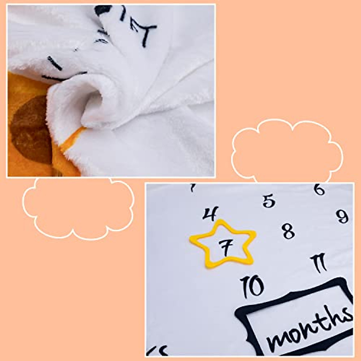 CoFashion Newborn Milestone Blanket for Photograph Blankets - 60"x40" Giraffes Blanket for Baby Girl Shower Gifts - First Year Calendar Growth Chart
