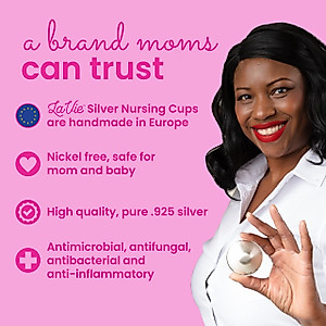 LaVie™ Silver Nursing Cups, Soothing Protection for Nursing Nipples of Newborns, Calming Relief for Breastfeeding Moms, 925 Silver Nipple Covers All Natural (Size 2)