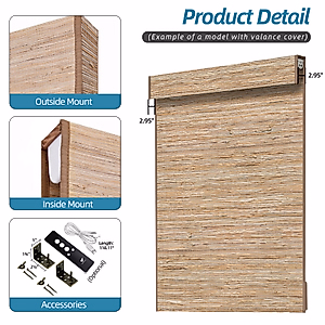 SmartWings Motorized Natural Woven Wood Blinds for Windows, Electric Auto Roman Shades with Remote for Sliding Doors, Compatitable with Alexa/Homekit/Google Home, Customized, Jute Linen-005