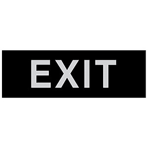 All Quality Basic Exit Wall or Door Sign - Simple & Clear To Ensure Safety | Easy to Install - Black/Silver - Large (1 Pack)
