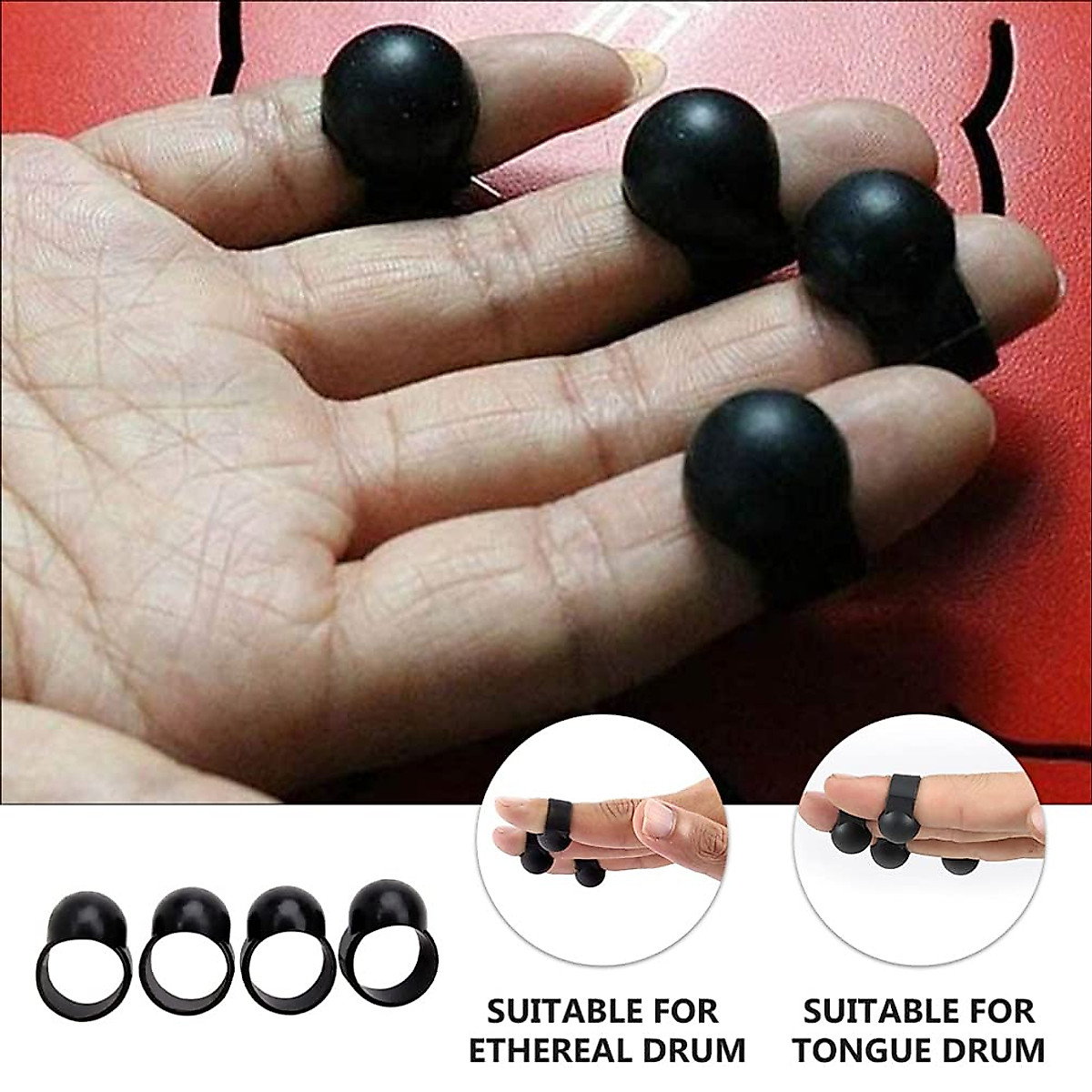 MILISTEN 8pcs Tongue Drum Finger Pick Silicone Knocking Finger Picks Cover for Tongue Drum Drumstick Holders Finger Tool for Percussion Instrument