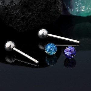 COCHARM 2pcs G23 Solid Titanium Tongue Rings for Women Purple Blue Flower Tongue Piercing Jewelryy Tongue Ring 14g Tongue Ring Tongue Bar Tongue Piercing Tongue Barbells