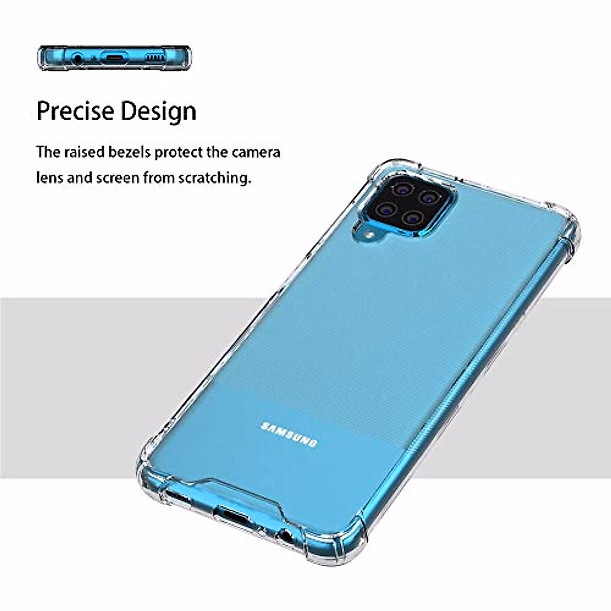 Folmeikat Samsung Galaxy A12 Phone Case, Clear Transparent Reinforced Corners TPU Shock-Absorption Flexible Cell Phone Cover for Samsung A12 6.5"(2021) (Clear)