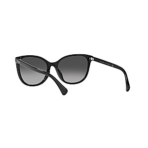 Ralph by Ralph Lauren Women's Ra5282u Universal Fit Cat Eye Sunglasses, Shiny Black/Gradient Grey, 55 mm