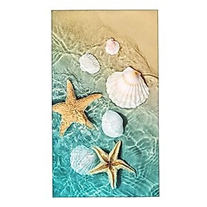 Golosila Soft Absorbent Hand Towel Starfish Seashell on Summer Beach Sea Water Bathroom Decorations Multipurpose Fingertip Towels for Guests, Hand, Face, Gym and Spa, Yoga All Season-27.5 x 16 inches