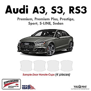 YelloPro Custom Fit Door Handle Cup 3M Anti Scratch Clear Bra Paint Protector Film Cover Self Healing Guard Kit for 2017 2018 2019 2020 Audi A3, S3, RS3 Sedan