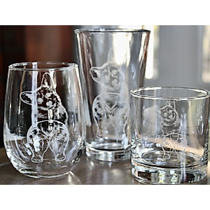 HullSpeed Designs Corgi Butt - 2 Sided Engraved Rocks & Whiskey Glasses (Set of 2)
