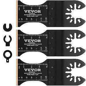 VEVOR 3PCS Carbide Oscillating Tool Blades, Universal Quick Release Oscillating Saw Blades, Multitool Tool Blades for Hard Material, Metal, Nails, Bolts, Fit Dewalt Milwaukee Hitachi Chicago