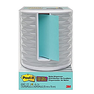 Post-it Note Dispenser, 3x3 in, Vertical, White with Grey, Pack Includes Dispenser and a 45-Sheet Pad of Pop-up Notes (ABS-330-W)
