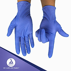Dynarex DynaPlus Disposable Nitrile Exam Gloves, Powder-Free, Latex-Free, Strength + Value, Used by Professionals, Blue, Medium, 1 Box of 200