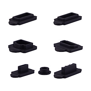 PlayVital Silicone Dust Plug Set for ps5 Console, USB HDMI Interface Type A/C LAN Port Dust Cover Stopper for ps5 Digital & Disc Edition Console, Dustproof Plug Accessories for ps5 Console - Black
