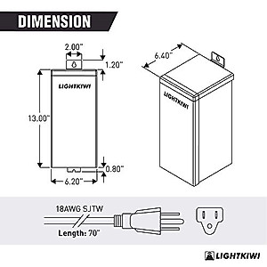 Lightkiwi W9715 300 Watt 120V AC to (12V-13V-14V-15V AC) Multi-Tap Low Voltage Outdoor Landscape Lighting Transformer, Weatherproof for Pathway Lights, Spotlight and Pool/Spa Lightings - ETL Listed