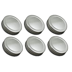 Sunshine Mason Co. One Piece Mason Jar Lids 6 Pieces, Silver