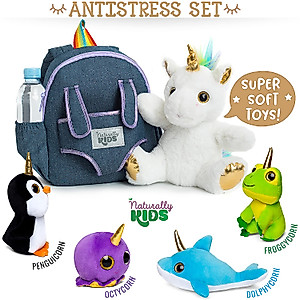 Naturally KIDS Unicorn Stuffed Animal Backpack, Unicorn Toys for Girls, Toddler Girls Backpack