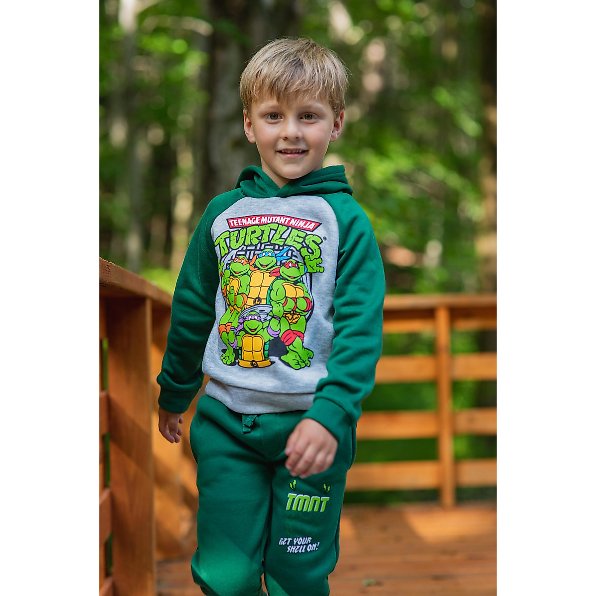 Teenage Mutant Ninja Turtles Michelangelo Raphael Leonardo Big Boys Fleece Pullover Hoodie Pants Gray/Green 14-16