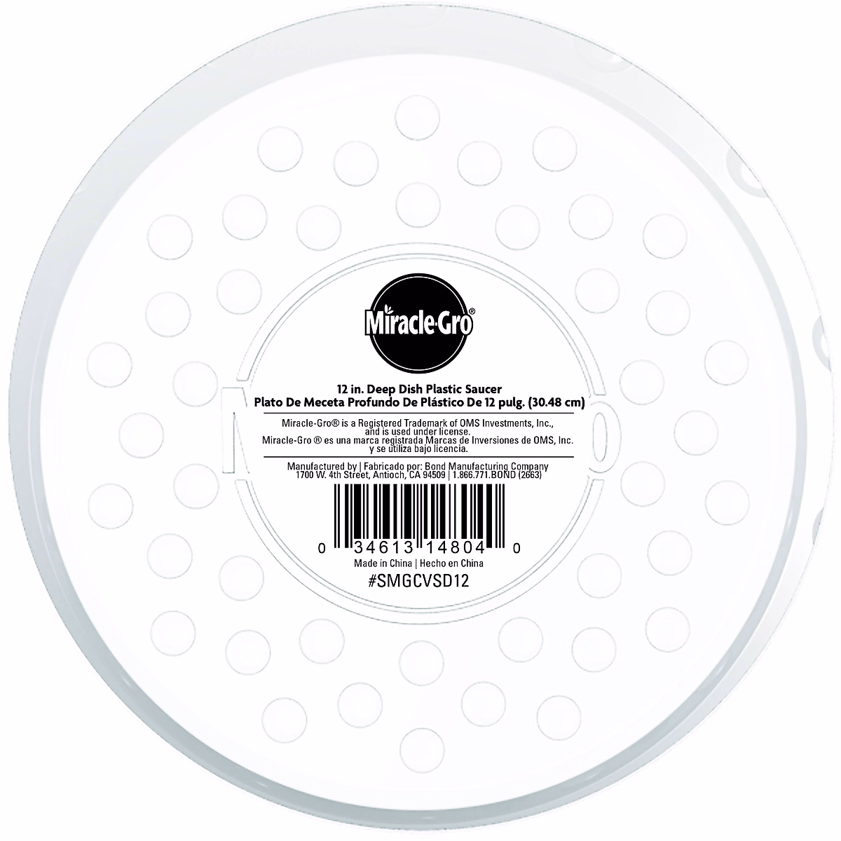 Miracle-Gro SMGCVSD12 12" Deep Plastic Saucer, Clear