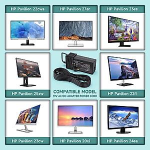 19V HP Monitor Power Cord for VH240A, 22CWA, 27F, 24F, 23ES, 24M, 25VX, 27EB, 27XW, 27XI, 27BW, 27ER, 27ES, 25XW, 25BW, 25XI, 24EA, 23XI, 23BW, ADPC1945; 27" 25" 23.8" 23" 21.5" 20" Power Supply