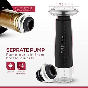 Vin Fresco Wine Saver Vacuum Pump Preserver and Airtight Sealer (4 count) | Bottle Sealer to Keep Wine Fresh (4 wine bottle stoppers included)