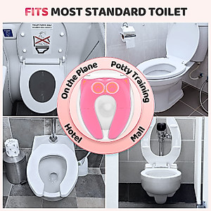 Gimars Portable Travel Potty Seat for Toddlers, Large Folding Travel Potty Seat For Kids Fits All Shape Toilet, Foldable Toilet Seat for Boys & Girls With 6 Non-Slip Silicone Pad, Free Carry Bag, Pink