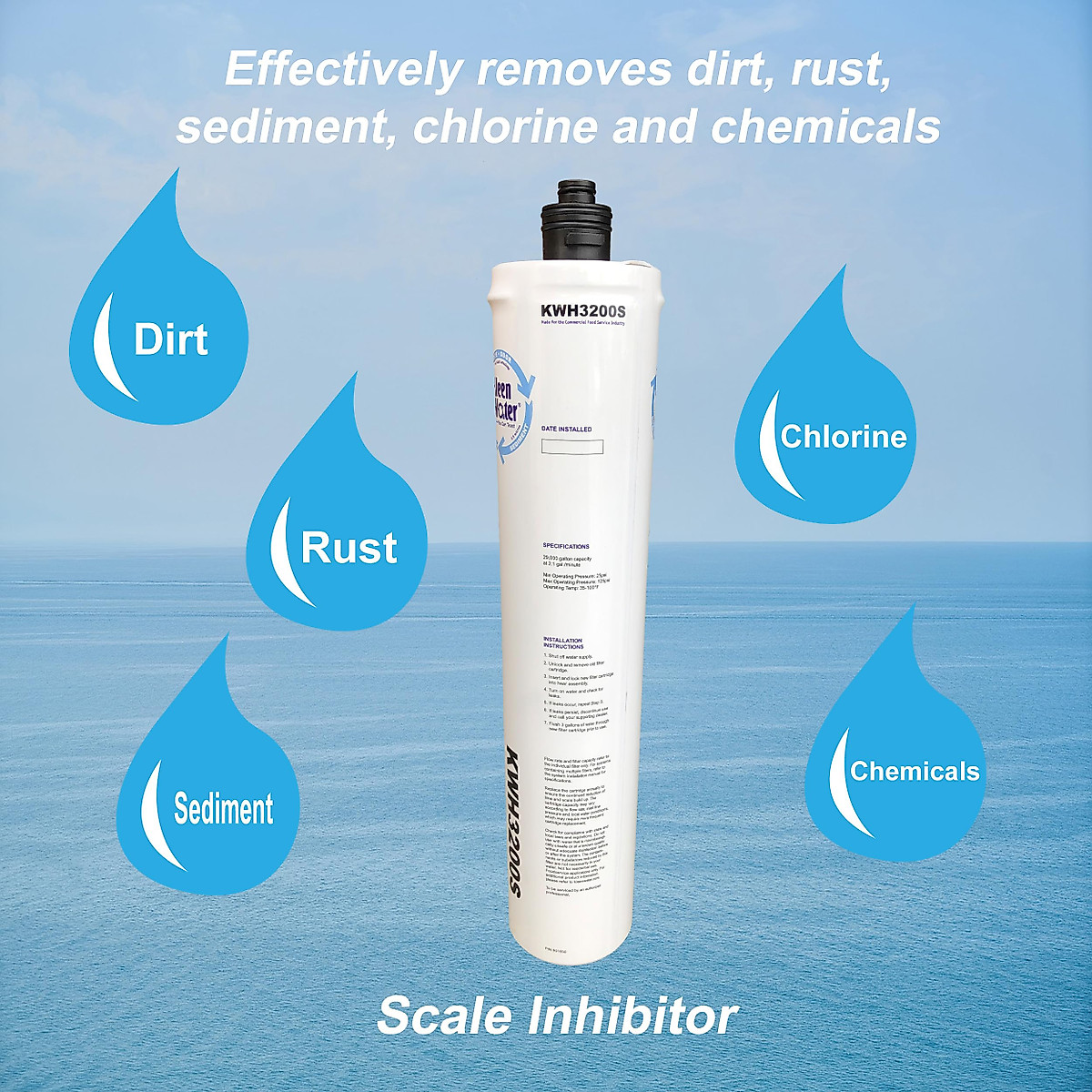 KleenWater KWH3200S Compatible with Hoshizaki 4HC-H H9655-11 Commercial Water Filter, Set of 3