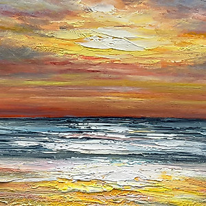 Limiyer Art Sea Sunrise Landscape Modern Abstract Oil painting Canvas Oil Painting wall art decoration 24x48 inch