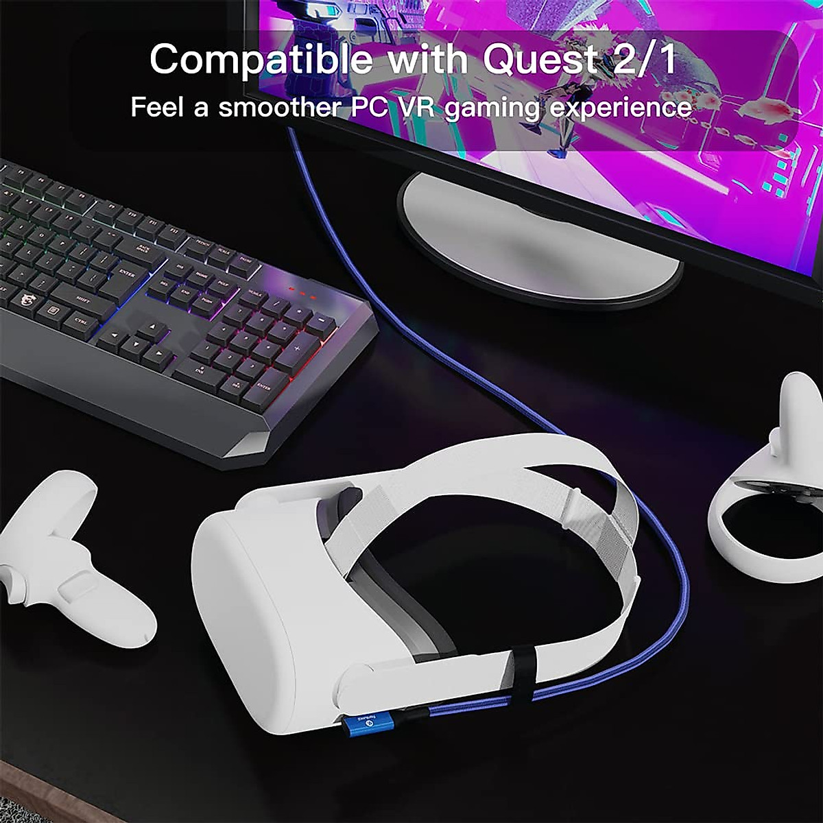 fanluoqi Link Cable 10 FT Compatible with Quest2 Accessories and PC/Steam VR，Supports fast charging High Speed PC Data Transfer,USB 3.0 to USB-C Cable for VR Headset and Gaming PC