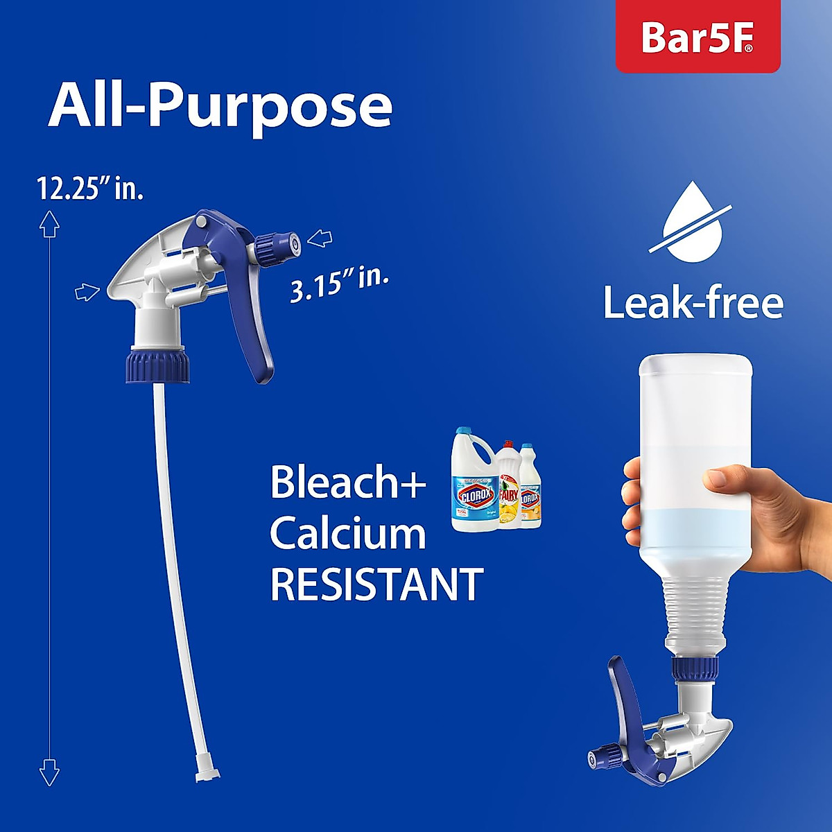 Replacement Trigger Sprayer Nozzles for 16oz 24oz 32oz Bottles Chemical Resistant Adjustable Leakproof (2 Pack)