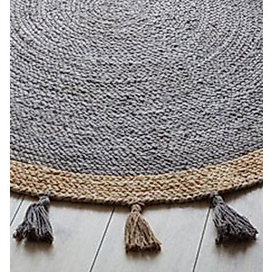 3x3 4x4 5x5 6x6 7x7 8x8 ft. Jute Braided Round Rug Natural Fiber Rug Handmade Rug Round Turkish Rug Hemp Rug Large Area Rug Office Sisal Jute Rug by Rugs Hut (7x7 feet Round Rug, Grey)