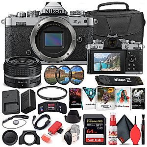 Nikon Z fc Mirrorless Digital Camera with 28mm Lens (Black, 1673) Bundle with 64GB Extreme PRO SD Card + Camera Bag + Editing Software + 4pc Filter Kit + Cleaning Kit + More (Renewed)