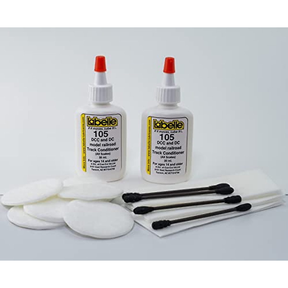 DC/DCC Track Cleaner&Conditioner for All Scales Model Railroad Track from Atlas,Athearn,Bachmann,Kato,Walthers,Shinohara,Lionel,MTH,Williams,Marklin:Bonus Pak = 2 Bottles of Fluid and Accessory kit