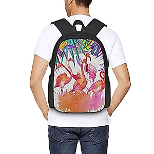 Tropical Flowers Leaves Flamingo Casual Backpack School Bag Laptop Travel Backpack for Men Women