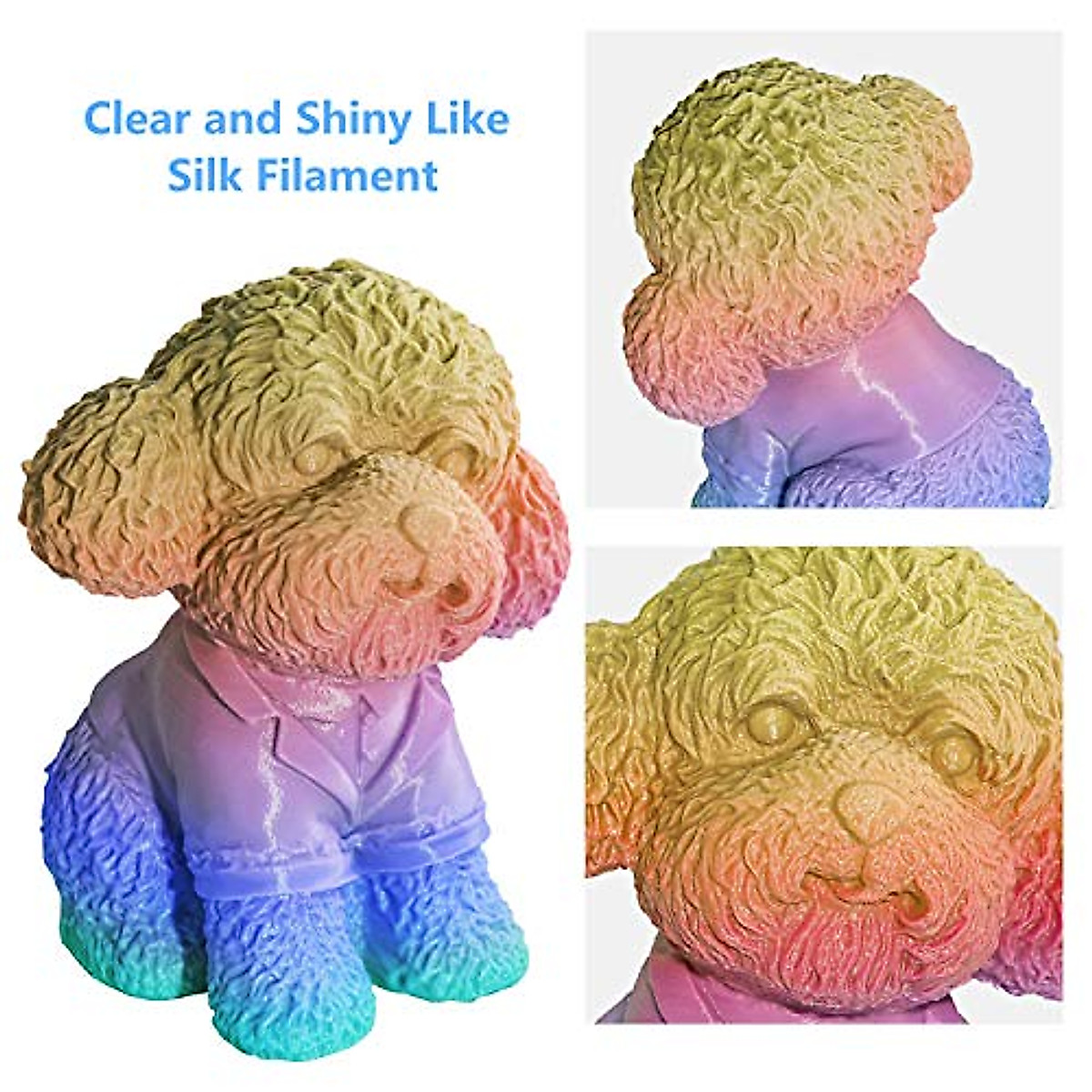 PLA Filament 1.75mm 3D Printer Filament Rainbow PLA Multicolor Filament 1kg 3D Printing Filament Gradient Spool Gradual Color Change 2.2lbs Accuracy +/- 0.02mm XVICO