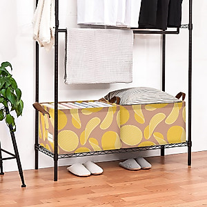 VKPSCHJ Potato Chips Pattern Printed Storage Bins Collapsible Storage Baskets with Handles, Foldable Storage Boxes for Closet Shelf Office Organizer