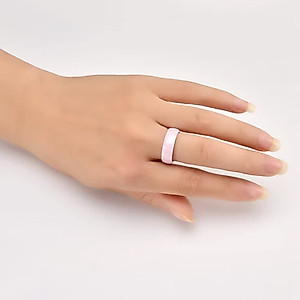 Ceramic Ring Simple Plain Wedding Band Promise Statement Anniversary Stackable Band Ring Engagement Wedding Band Gifts for Women Her Black/White/Blue/Pink,Width:3mm/6mm/8mm (FANRGS1090714P-7)